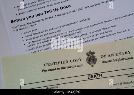 Close-up of UK death certificate Stock Photo - Alamy