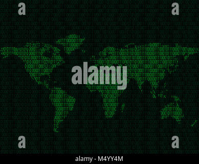 world map and binary digits Stock Photo - Alamy