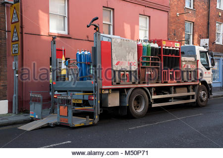 BOC Gas delivery lorry parked up in Falmouth, Cornwall Stock Photo ...