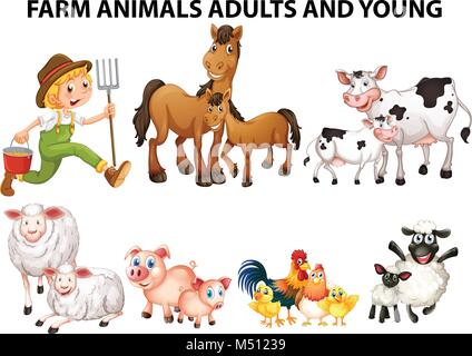 Different types of farm animals illustration Stock Vector Image & Art ...