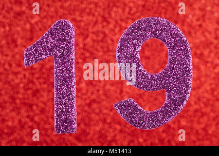 Number nineteen red color over a black background. Anniversary ...
