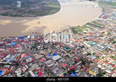 Aerial view of Paramaribo and the Suriname River, Paramaribo, Suriname ...