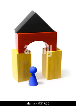 Person Building Colorful Cubic Blocks With Mission, Vision And Values ...