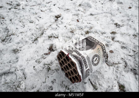 Fireworks waste litter after new years eve on grass top view Stock ...