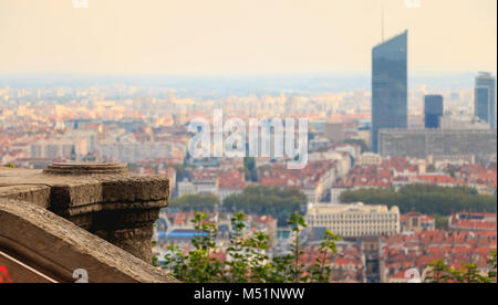 Lyon, France - September 19, 2016 : aerial view of Lyon city on a fall ...