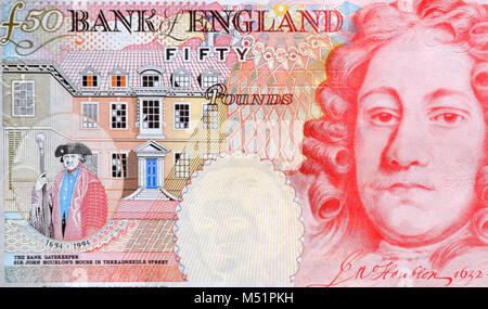 Fifty pound note, £50 note, English fifty pound note on white Stock ...