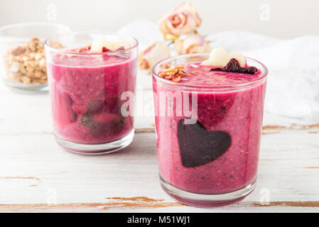 Healthy Beetroot Smoothie for Breakfast, Light Background Stock Photo ...