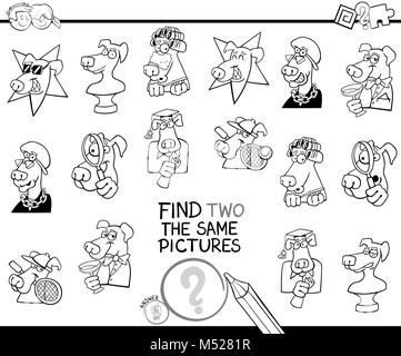 find two the same pictures coloring page Stock Photo - Alamy