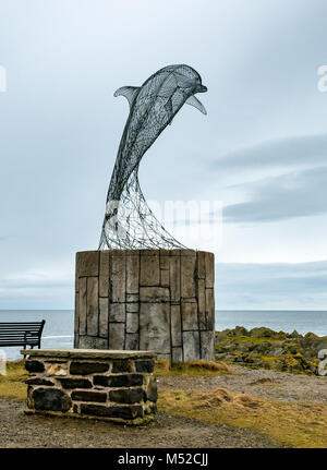 Bottlenose dolphin metal sculpture by artist Cal Standing, Portsoy ...