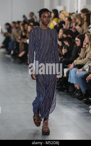 A model walks the runway during the House of Knot show at Toronto ...