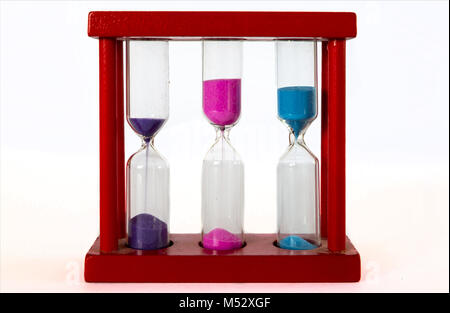 Multiple hourglass isolated on a white background. Studio shot Stock ...
