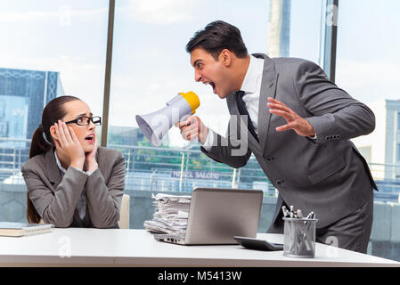 Boss yelling at his team member Stock Photo - Alamy