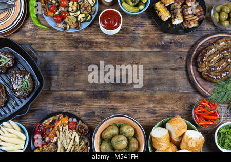 Food frame and barbecue dishes Stock Photo - Alamy