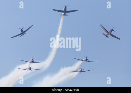 Swiss Air Force PC-7 Team in formation flight, showcasing the ...