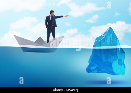 BUsinessman showing directions to avoid problems as iceberg Stock Photo ...