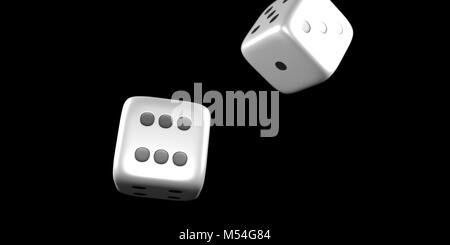 Close up of dice mid throw on a black background Stock Photo - Alamy