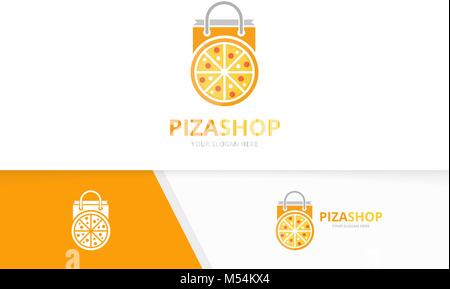 Vector pizza and shop logo combination. Food and sale symbol or icon ...