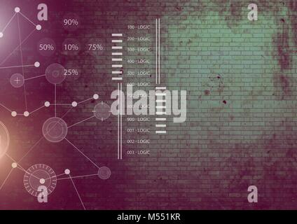 Interface overlay of connection statistics graphics with sparkling ...