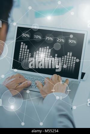 Business Overlay Interface with businessman and laptop Stock Photo - Alamy