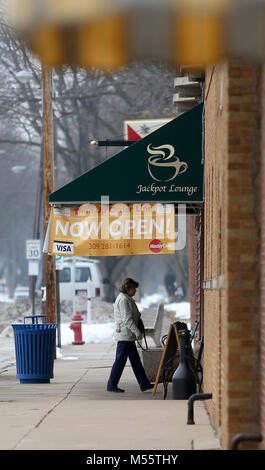 East Moline, Iowa, USA. 15th Feb, 2018. The Jaded Java is a new coffee shop/bar with video slots ...