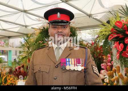 Private Johnson Beharry with Victoria Cross VC medal for bravery at ...