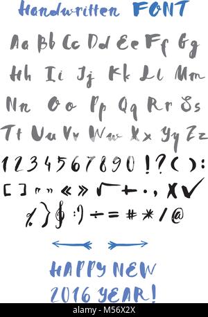 Hand written brush alphabet. Brush written font. ABC painted letters ...