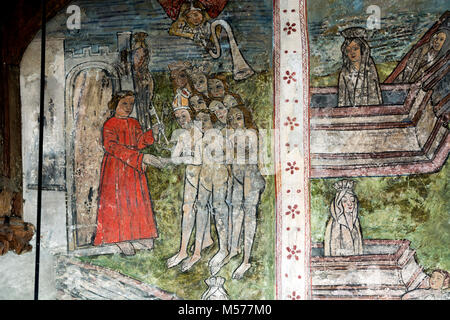 Medieval doom painting of the Last Judgement, Stanningfield church ...