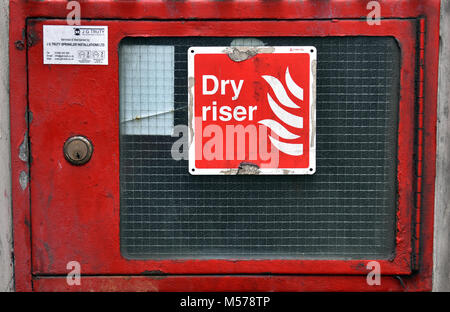 Fire safety Dry Riser access set into wall behind cycle rack Stock ...