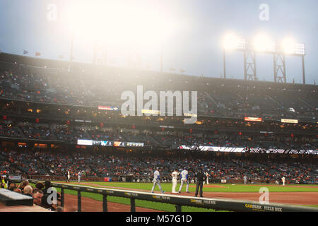 Night baseball game at Dodger Stadium in Los Angeles, CA Stock Photo ...