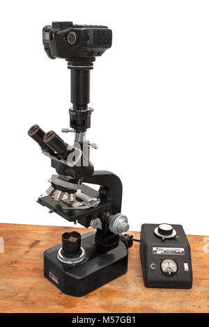Vintage Nikon microscope 'S' photomicrography set-up with Canon camera ...