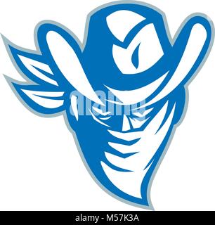 Retro style illustration of an outlaw or bandit with bandana covering ...