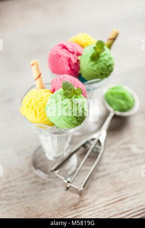 Ice cream vase on grey background Stock Photo - Alamy