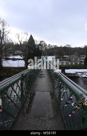 The suspension bridge over the River Tummel in Pitlochry, Perth and ...