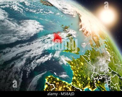 Ireland from space on planet Earth at night with visible country ...