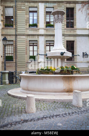 Street fountain in Geneva, Switzerland. Fountains with drinkable water ...