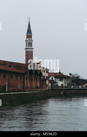 View of town and River Brenta, Dolo, Riviera del Brenta, Venice ...