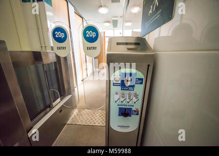 Coin operated turnstile to public gents toilet in Horse Guards Road St ...