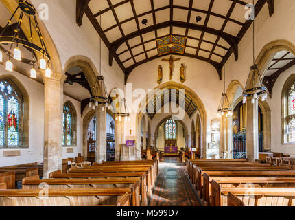 Interior of a typical English country church in Wiltshire, England, UK ...