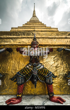 Statues of monkey-demons, Wat Phra Kaew temple, Grand Palace, Bangkok ...
