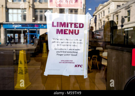 Brighton, UK. 21st February, 2018. The KFC branch in Brighton's Western ...