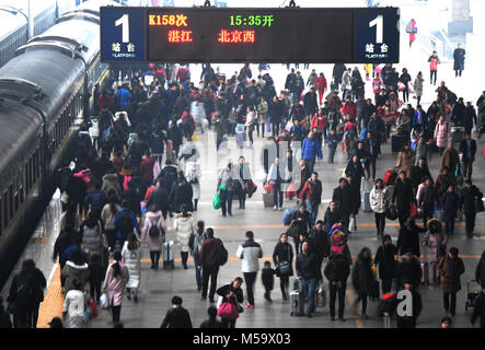Passengers are seen at Wuchang railway station, Wuhan City, central ...