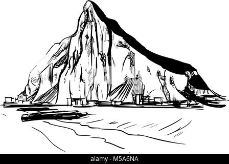 Rock of Gibraltar - Illustration of the Rock of Gibraltar. Vectorised ...