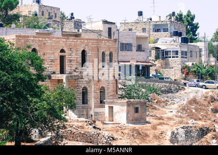RAMALLAH, ISRAEL - AUGUST 07, 2010: Wide angle picture of local stores ...