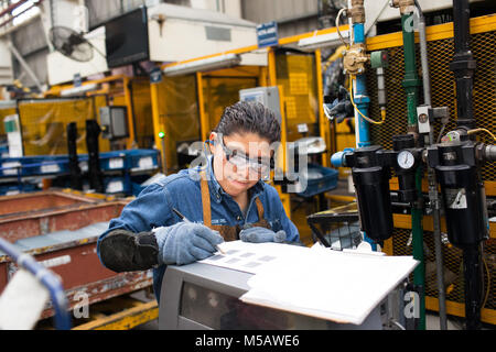 A worker at the Magna plant in Puebla, Mexico on Thursday, January 22 ...