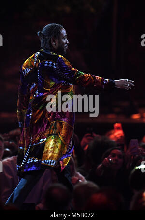 Kendrick Lamar during a performance at the international hip-hop ...
