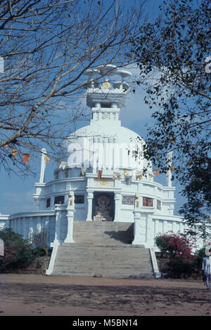 An exterior view of Shanti Stupa of Dhauligiri in Dhauli, India on a ...