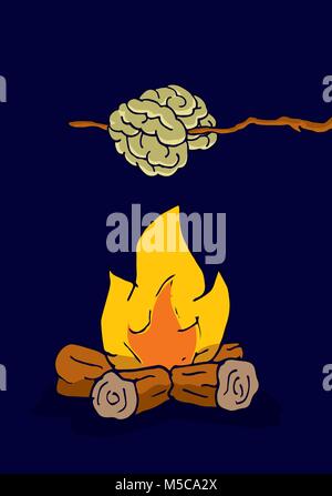cartoon brain on fire Stock Vector Image & Art - Alamy