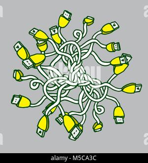 technology usb hub cartoon. connection digital, port equipment ...