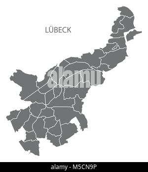 Modern City Map - Luebeck city of Germany with boroughs and titles DE ...