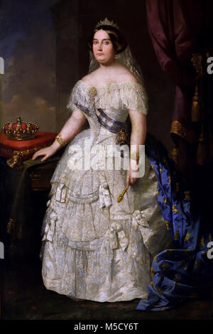A portrait of Queen Isabel II of Spain, depicted in the classical style ...
